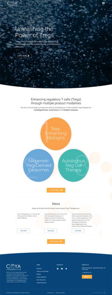 Clinical-stage website design for a biotech company in Houston, TX